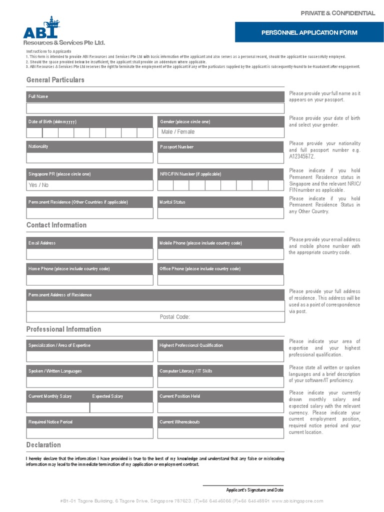 ABI - Candidate Application Form | PDF | Permanent Residence (United ...