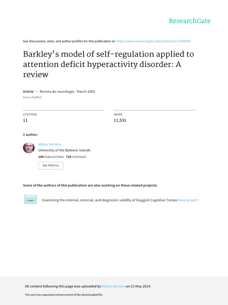 Modelo de Barkley TDAH | PDF | Desorden hiperactivo y deficit de ...