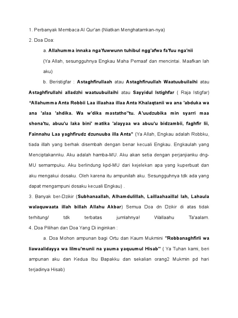 Doa-Doa Word Version | PDF