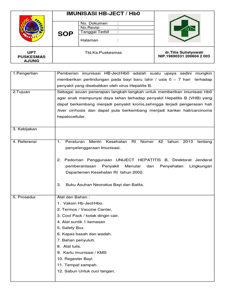 SOP Imunisasi Hb0 | PDF