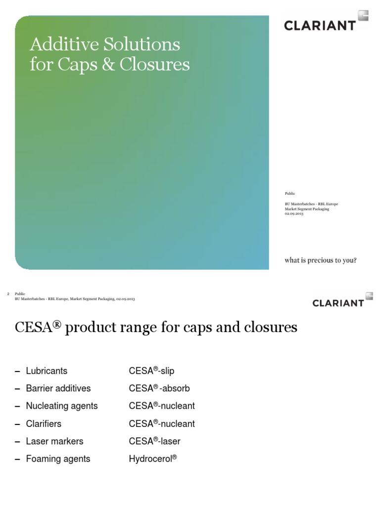 Presentation Additive Solutions For Caps Closures | PDF | Laser ...
