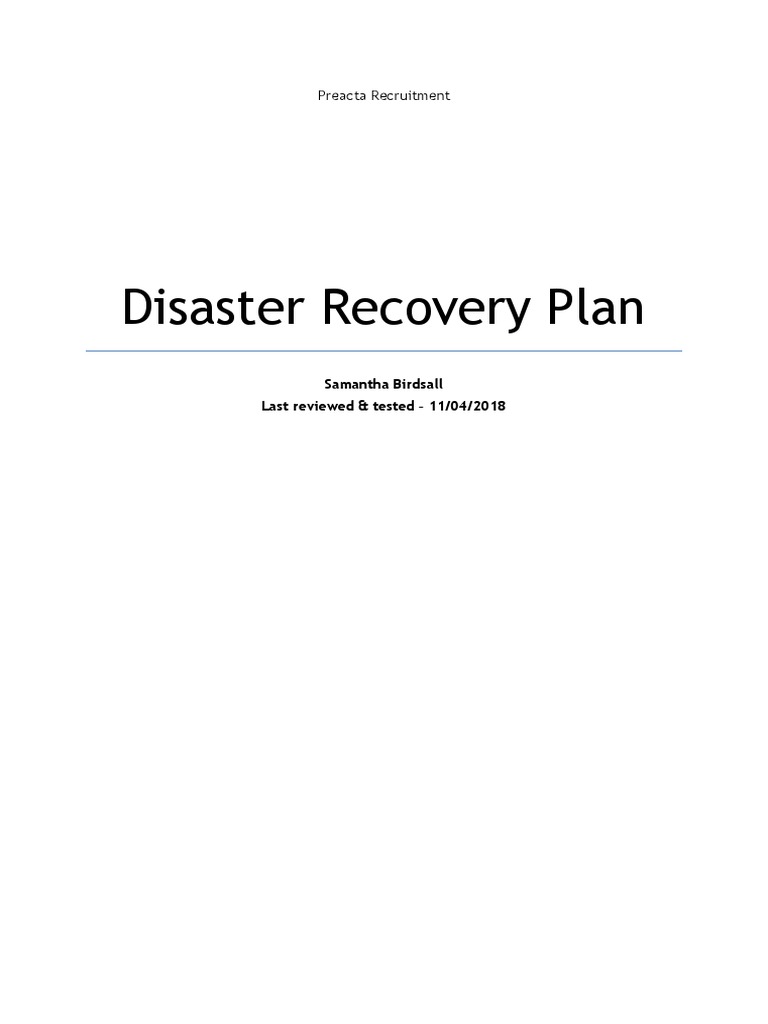 Disaster Recovery Plan 2018 | PDF | Disaster Recovery | Business