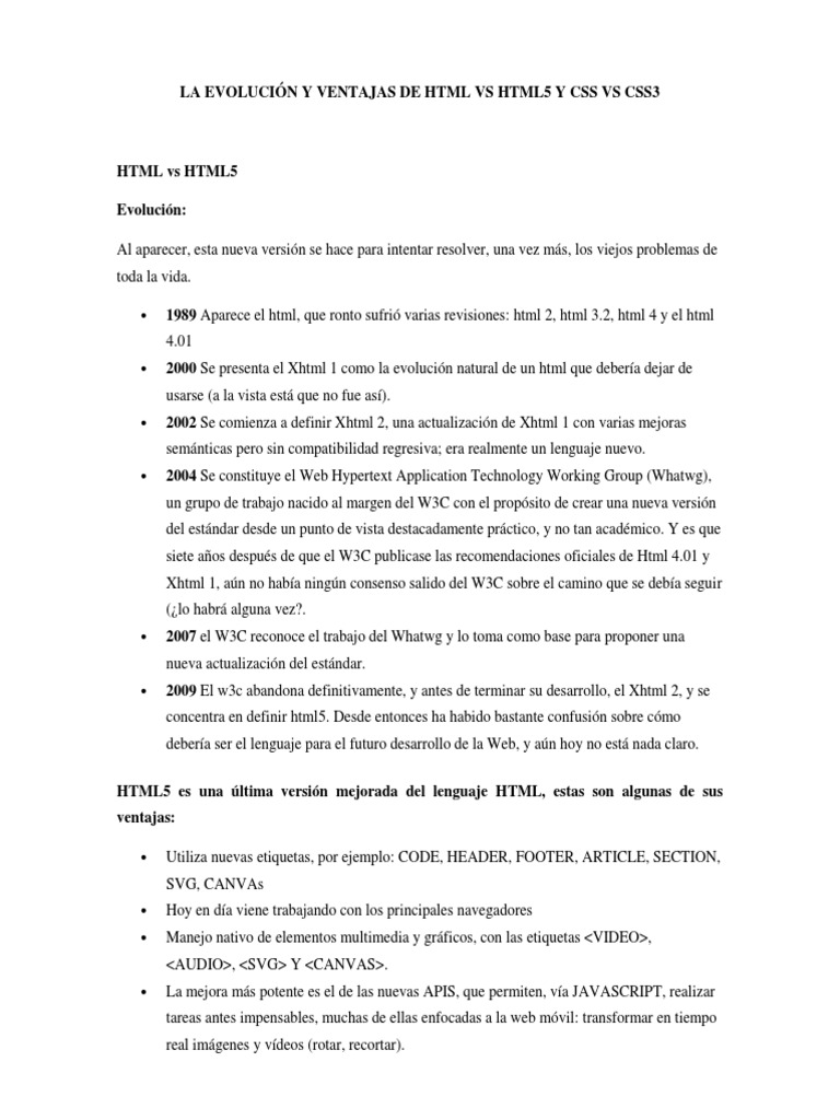 Evolución y Ventajas de HTML Vs HTML5 y CSS Vs CSS3 | Descargar gratis ...