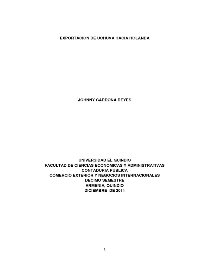 Trabajo Uchuva Johnny Cardona Reyes | PDF | aduana | Beneficio (economía)