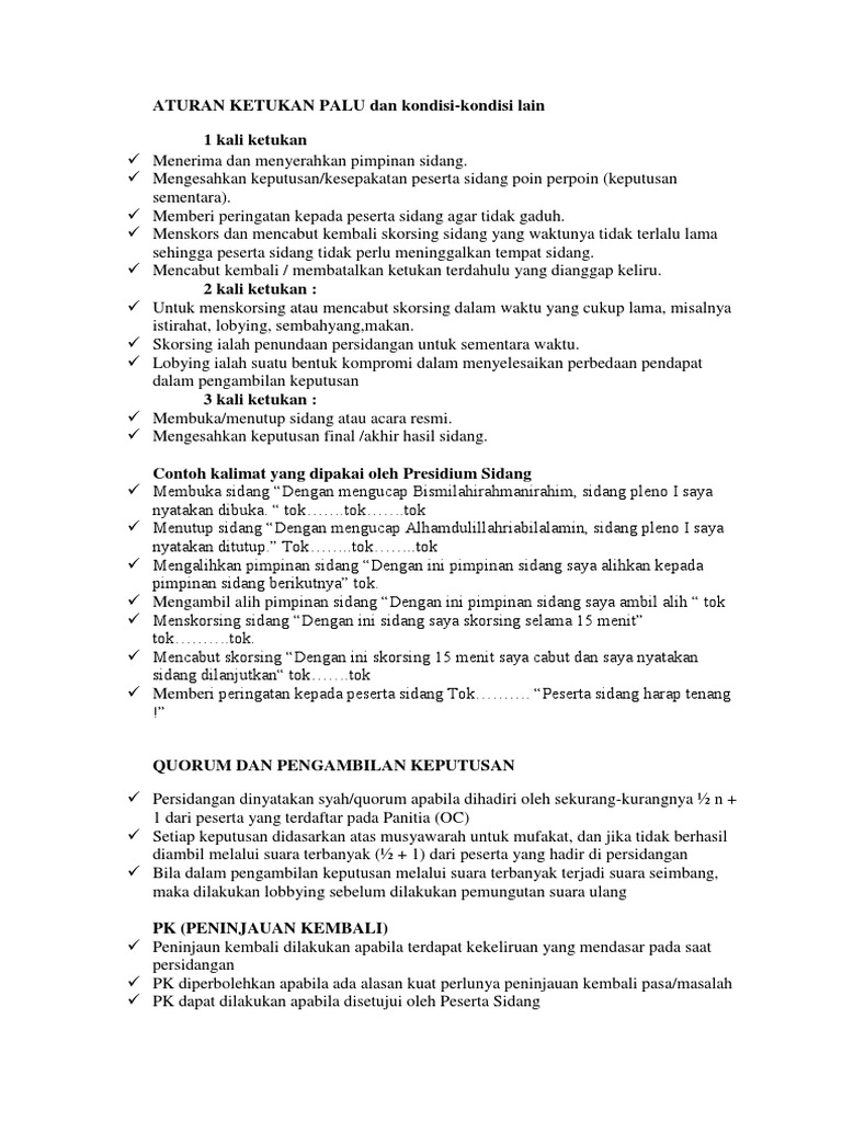 Aturan Ketukan Palu Dan Kondisi | PDF