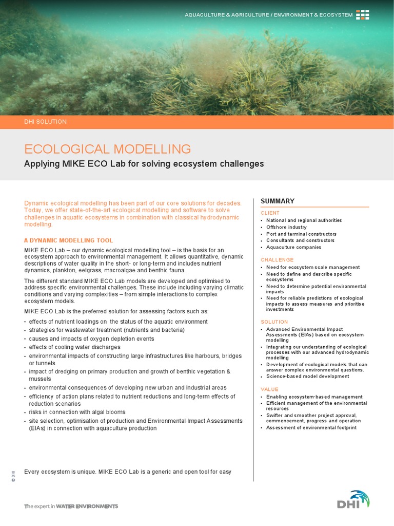 Ecological Modelling - DHI Solution - V1.3 | PDF | Ecology ...