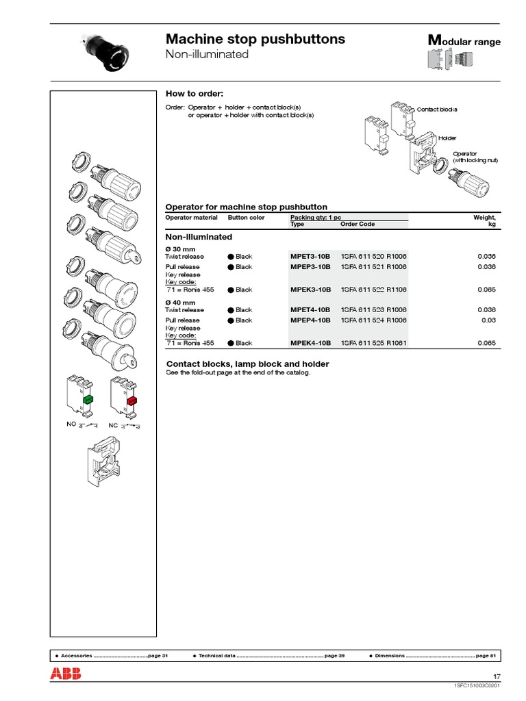 Machine Stop Pushbuttons: Non-Illuminated | PDF