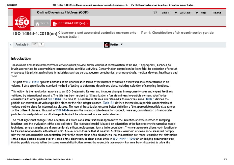 ISO 14644-1:2015 (En) | PDF