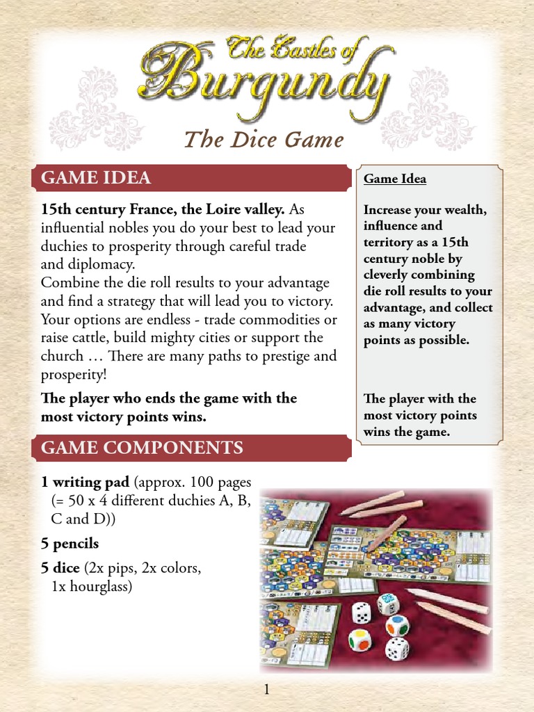 Castles of Burgundy The Dice Game | Download Free PDF | Dice | Leisure