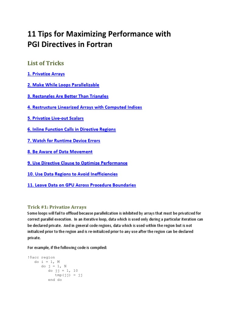 Directives Tips For Fortran | PDF | Subroutine | Parallel Computing