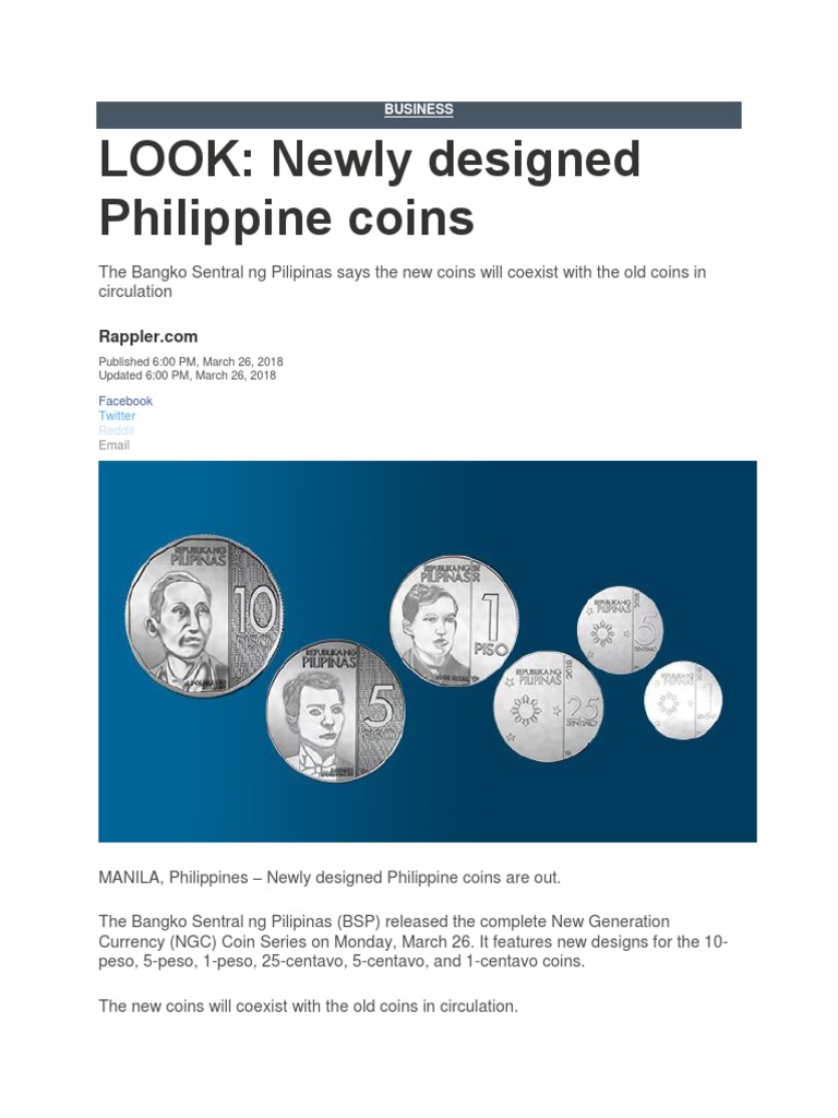 LOOK Newly Designed Philippine Coins | PDF | Coins | Currency