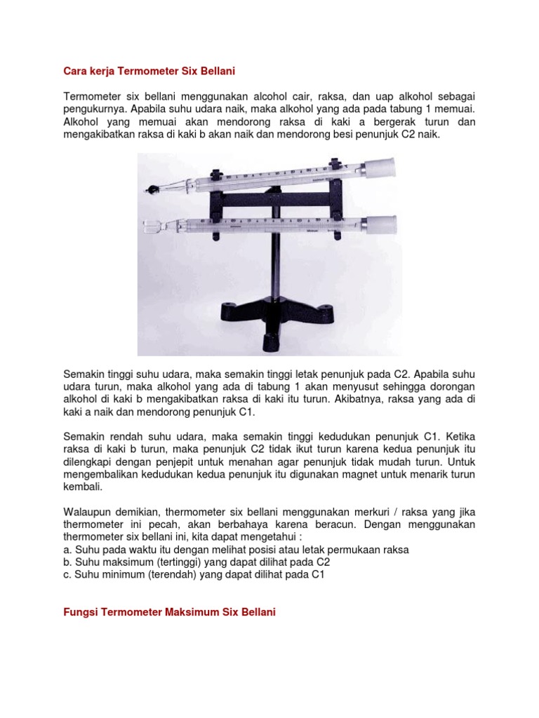 Cara Kerja Termometer Six Bellani | PDF