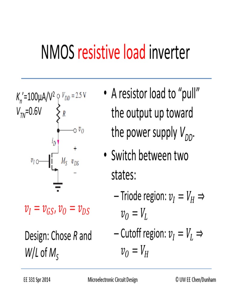 Nmos Inverter: Resistive Load | PDF | Mosfet | Electronic Design