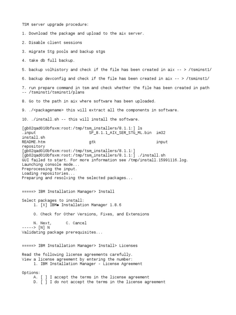 TSM Server Upgrade Procedure | PDF | Installation (Computer Programs ...
