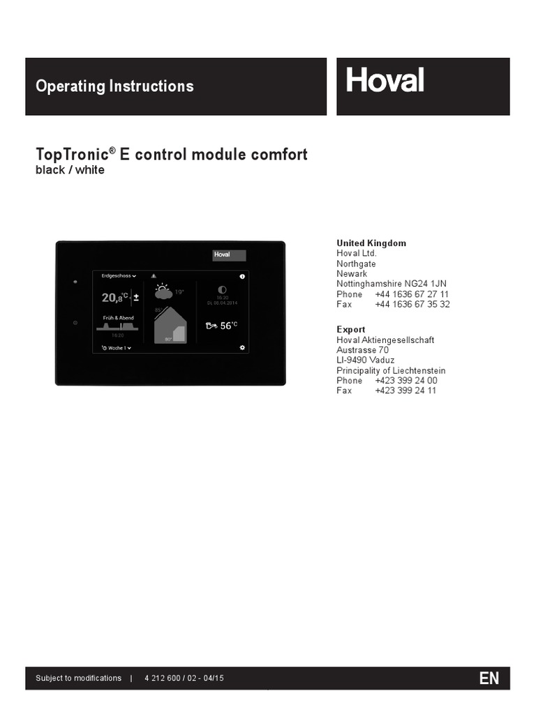 4212600-02 - Operating Instructions - TopTronic E Control Module ...