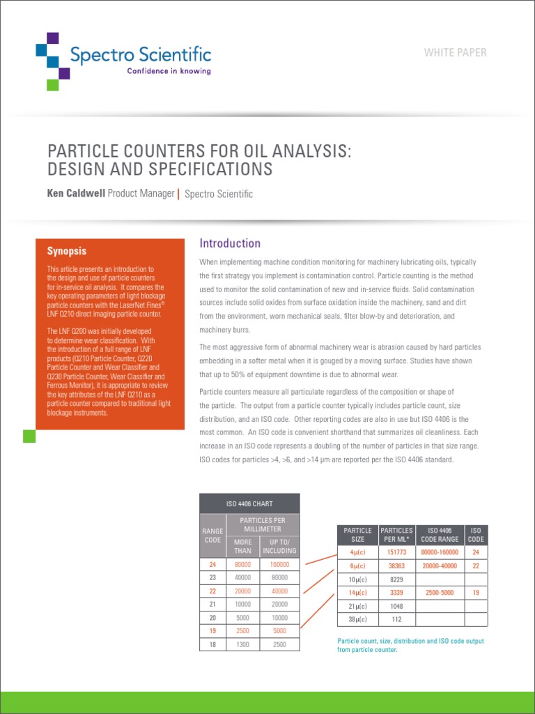 Whitepaper - Particle Counters For Oil Analysis - Design & Specifications PDF | PDF | Charge ...