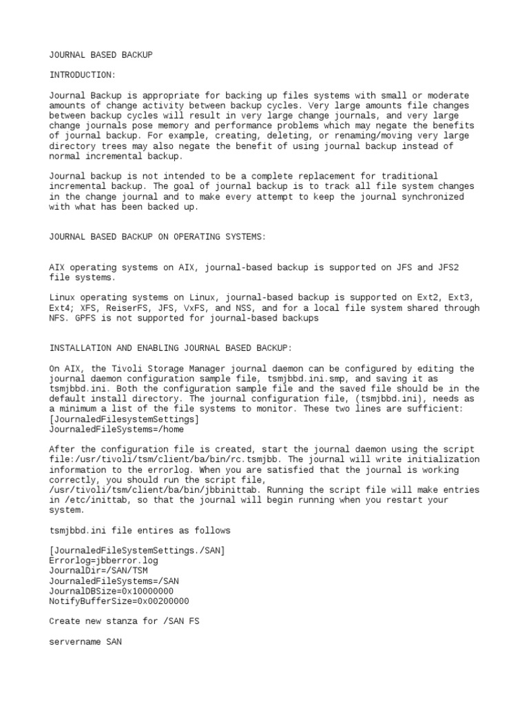 TSM Journal Backup | PDF | Backup | Computer File