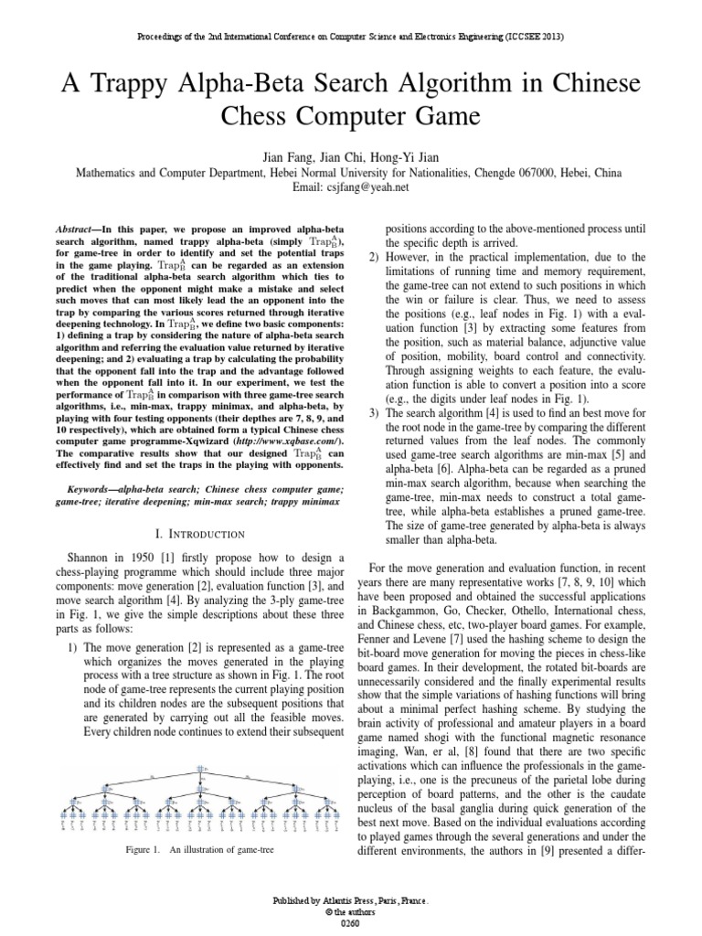 A Trappy Alpha-Beta Search Algorithm in Chinese Chess Computer Game | PDF | Algorithms And Data ...
