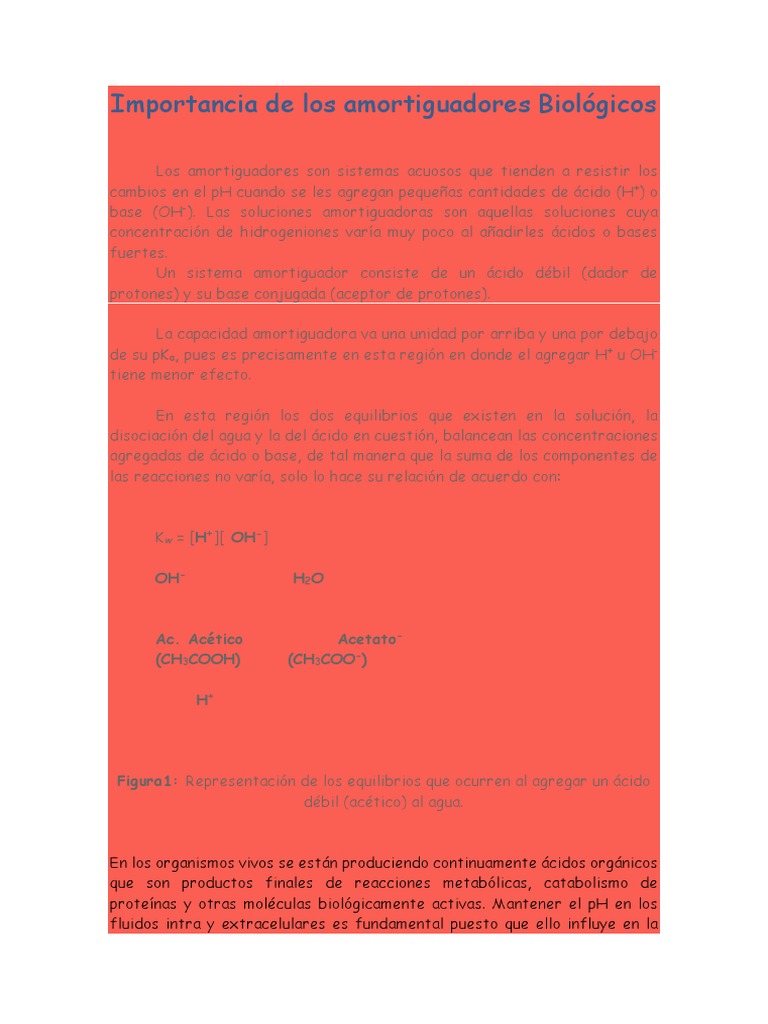 La importancia de los sistemas amortiguadores biológicos en la regulación del pH sanguíneo y ...
