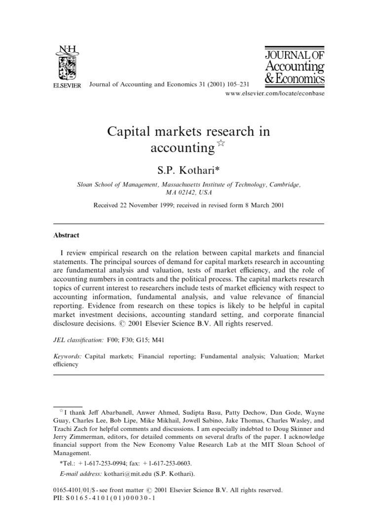 Capital Markets Research in Accounting | PDF | Efficient Market ...