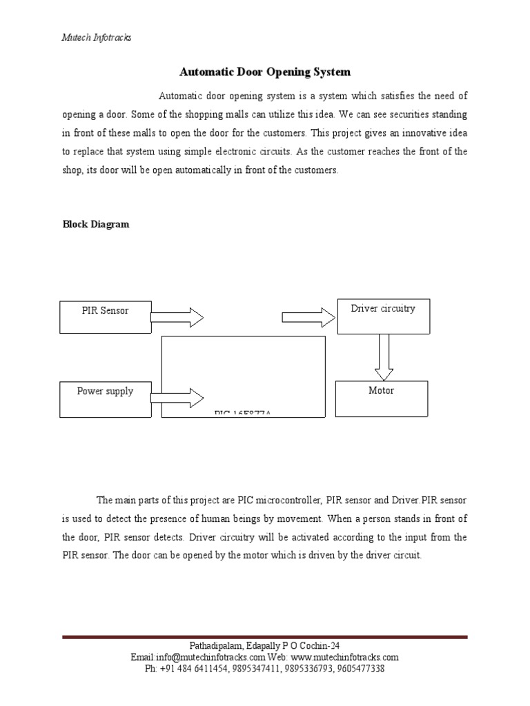 Automatic Door Opening System Project | PDF | Technology & Engineering