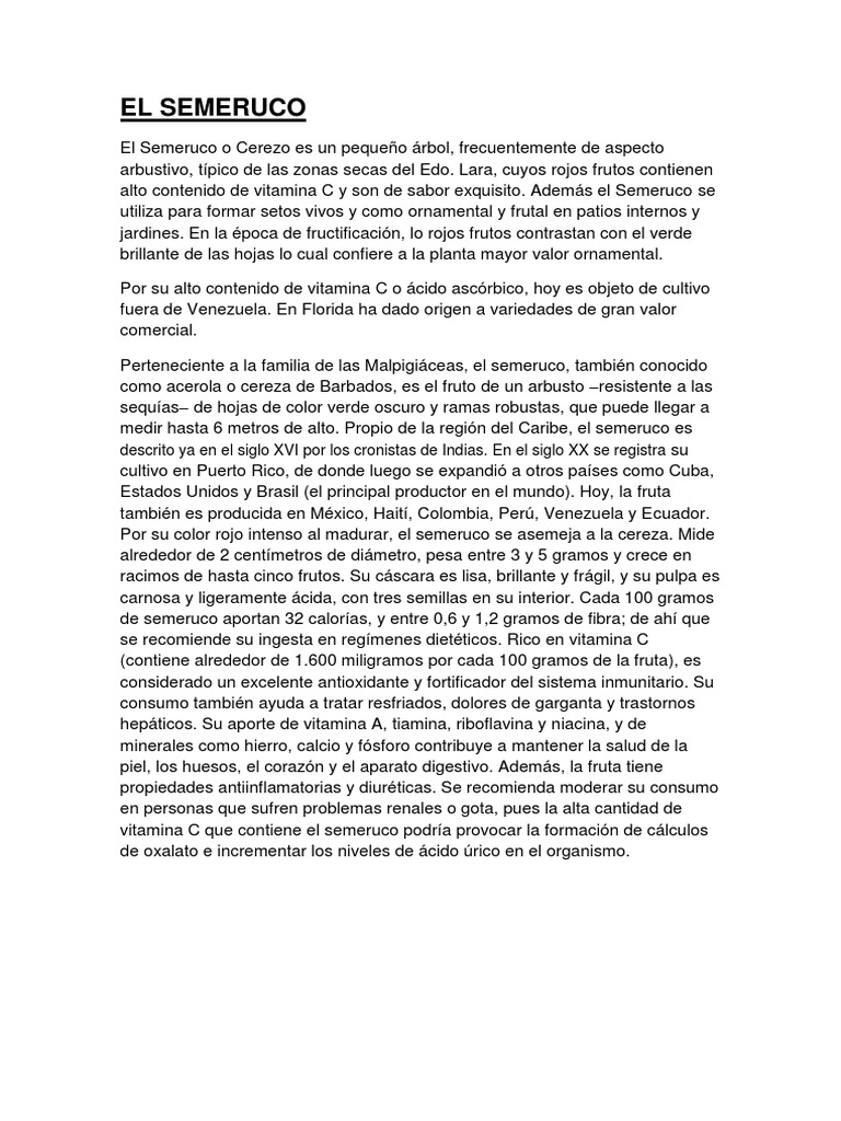 Beneficios y características del semeruco | PDF | Vitamina C | Fruta