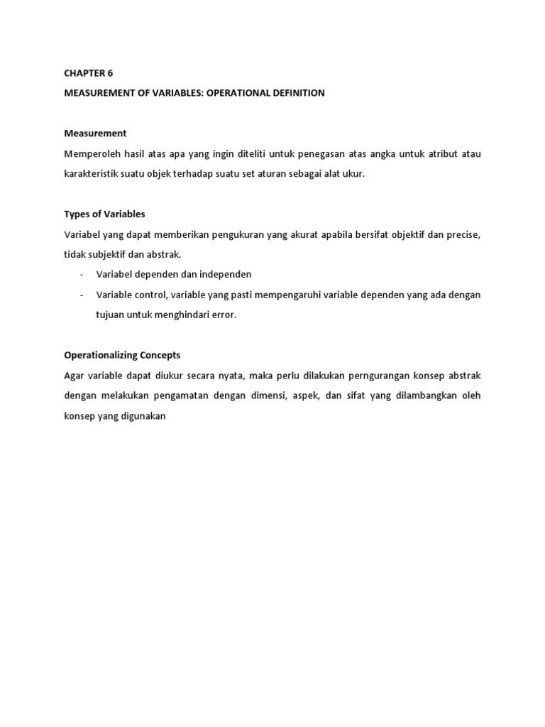 Metlit - MEASUREMENT OF VARIABLES OPERATIONAL DEFINITION | PDF