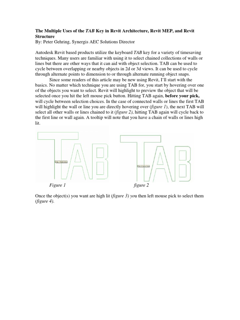 TAB Key Functions in Revit Architecture | PDF | Autodesk Revit | Tab (Gui)