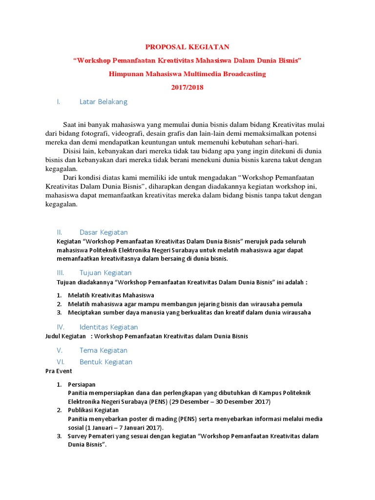 Proposal Kegiatan Tugas LKMM-TD | PDF