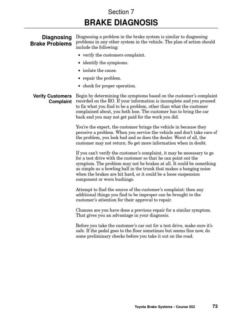 Brake Diagnosis | PDF | Brake | Vehicle Parts