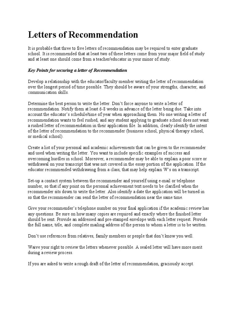 Letters of Recommendation: Key Points For Securing A Letter of ...