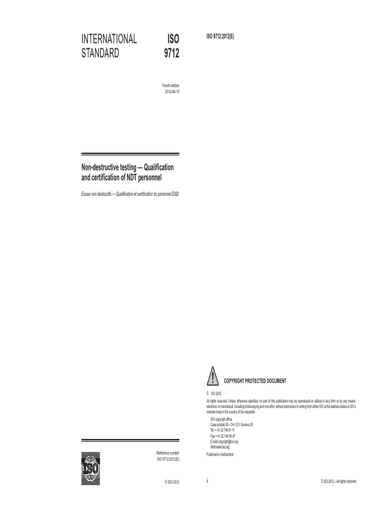 ISO 9712-2012 - Qualification and Certification of NDT Personnel | PDF ...