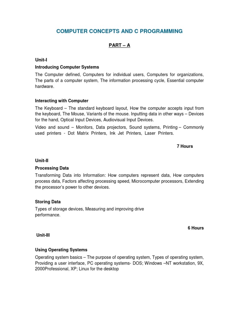 Computer Concepts and C Programming | PDF | Operating System | Computer ...