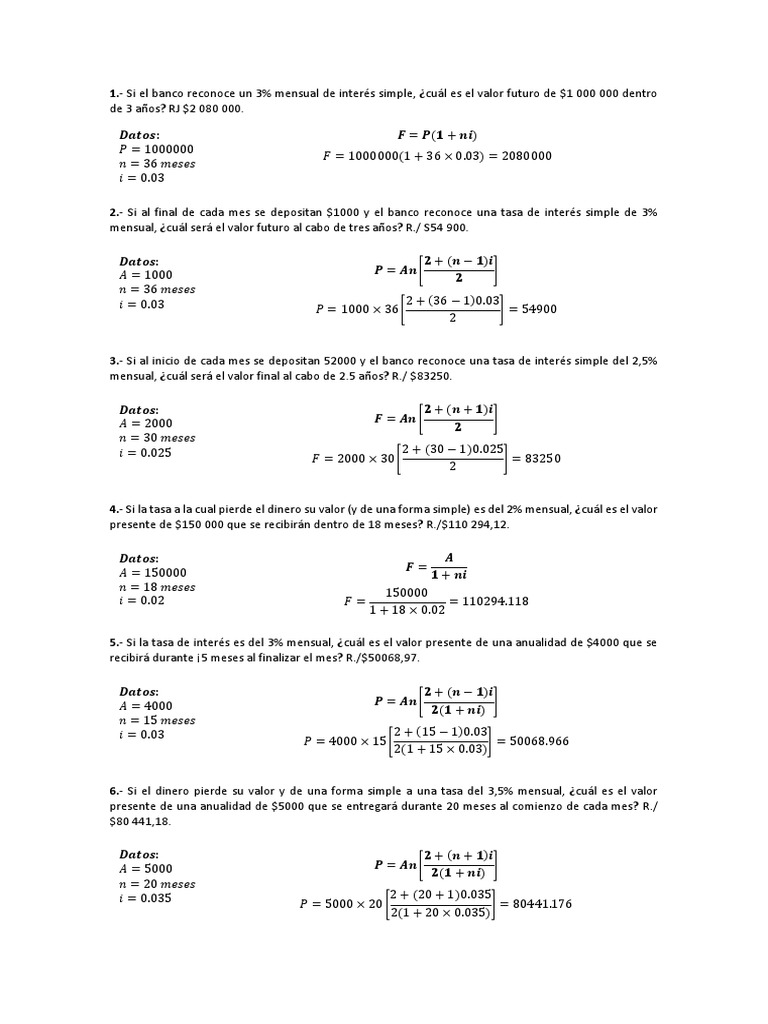 Deber I Simple Completoaaa | PDF | Euro | Interés