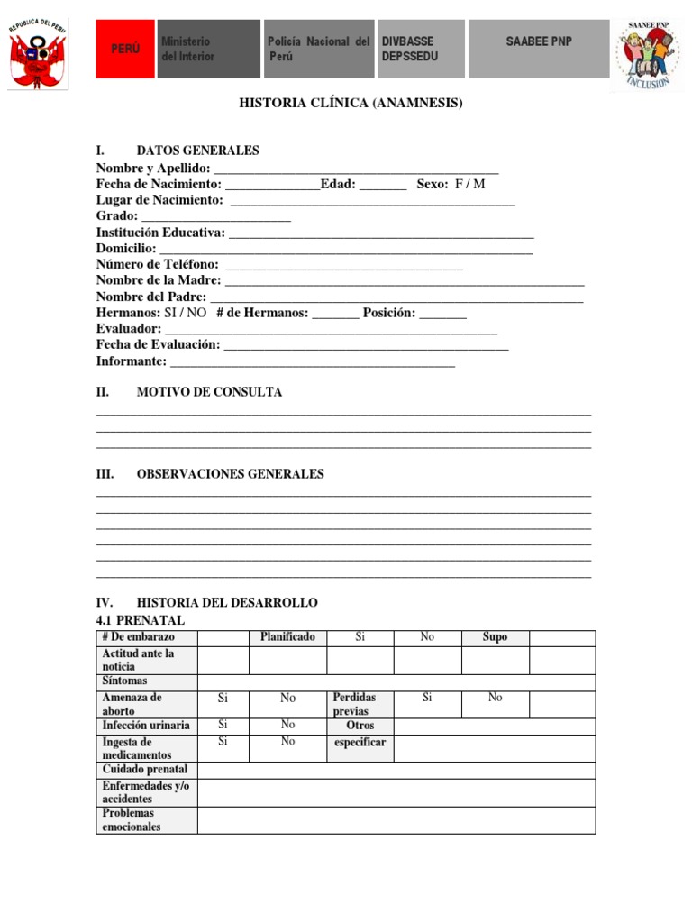 Formato de Historia Clínica: área clínica educativa | Parto | Humanidades Médicas