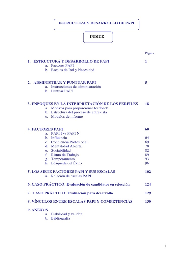 PAPI - Manual | PDF | Cuestionario | Información