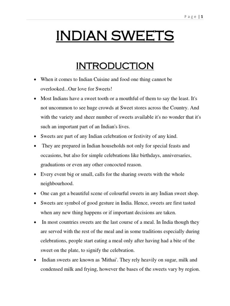 Indian Sweets | PDF | Desi Cuisine | Desserts