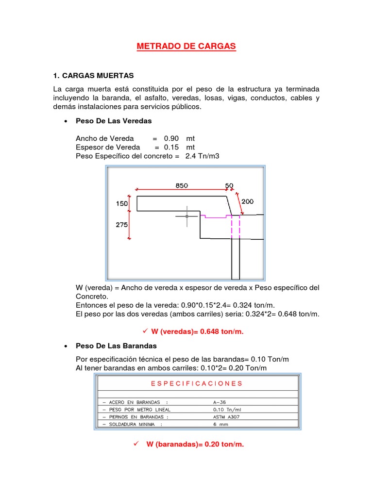 Metrado de Cargas | PDF | Transporte