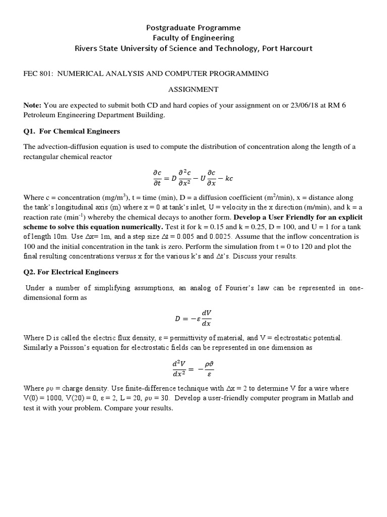 Numerical Assignment2018 1 | PDF | Classical Mechanics | Physical Sciences