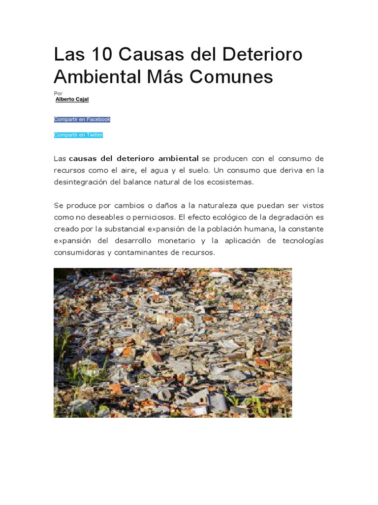 Las 10 Causas Del Deterioro Ambiental Más Comunes | Contaminación ...