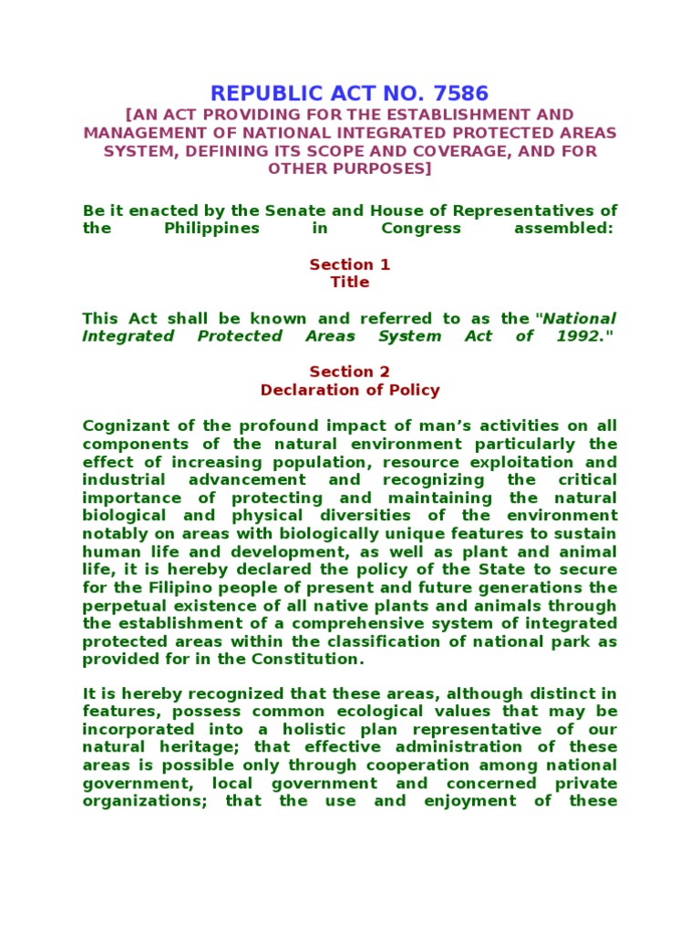 07 - RA 7586 - NIPAS | Environmental Impact Assessment | Protected Area