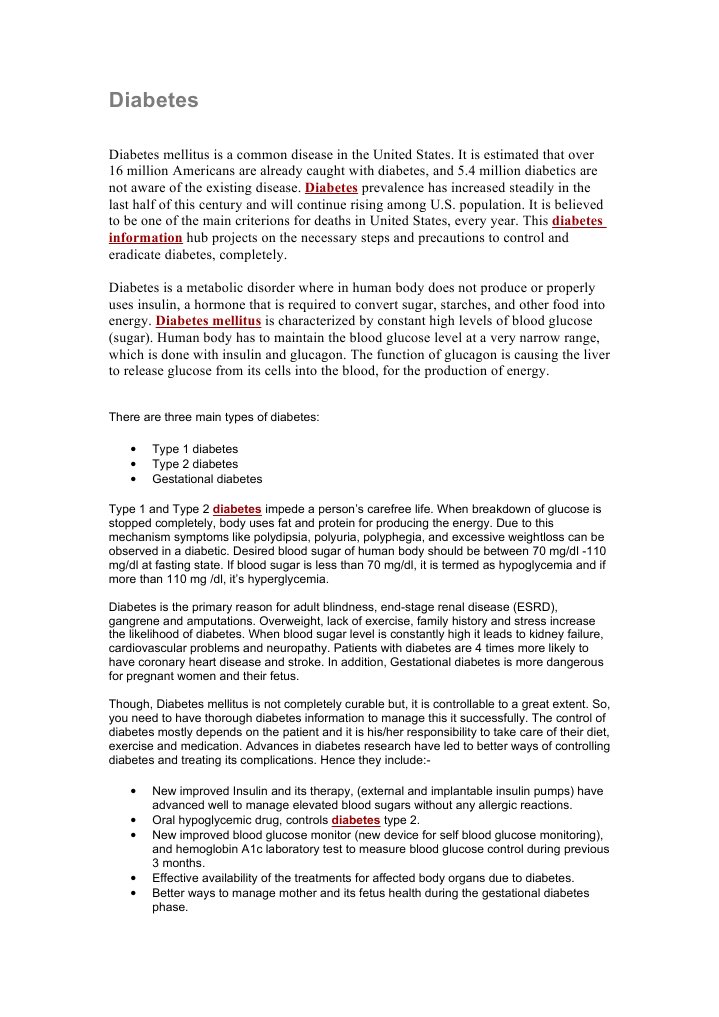 Diabetes Diabetes Information | PDF | Diabetes Mellitus Type 2 ...