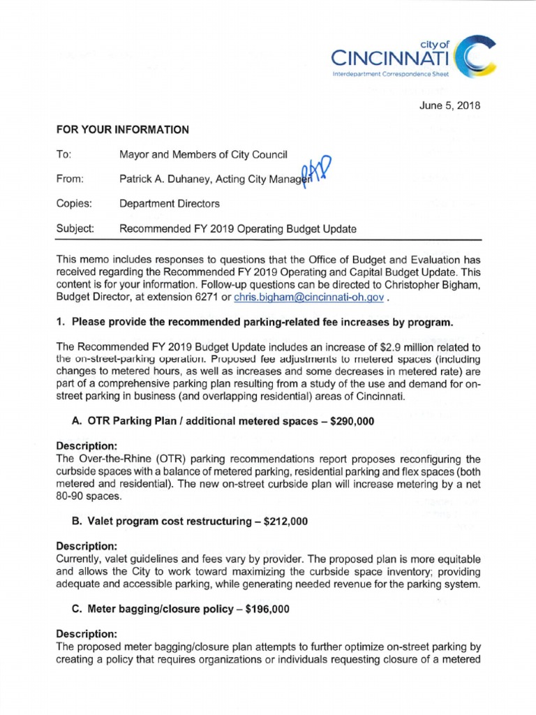 Parking Fees Memo | PDF