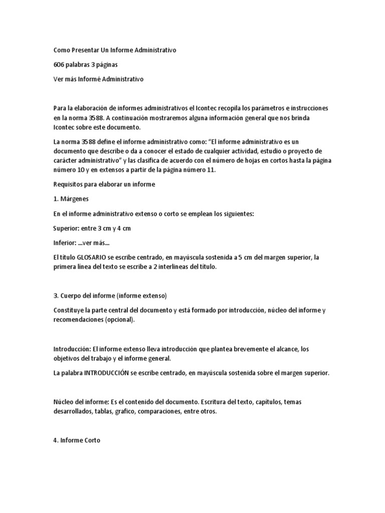 Como Presentar Un Informe Administrativo | PDF