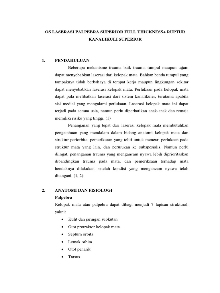 Os Laserasi Palpebra Superior Full Thickness | PDF | Ophthalmology ...