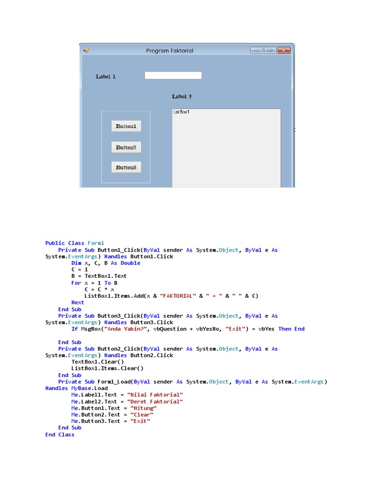 Form1 Object Eventargs: "Faktorial" " " " " | PDF | Computers