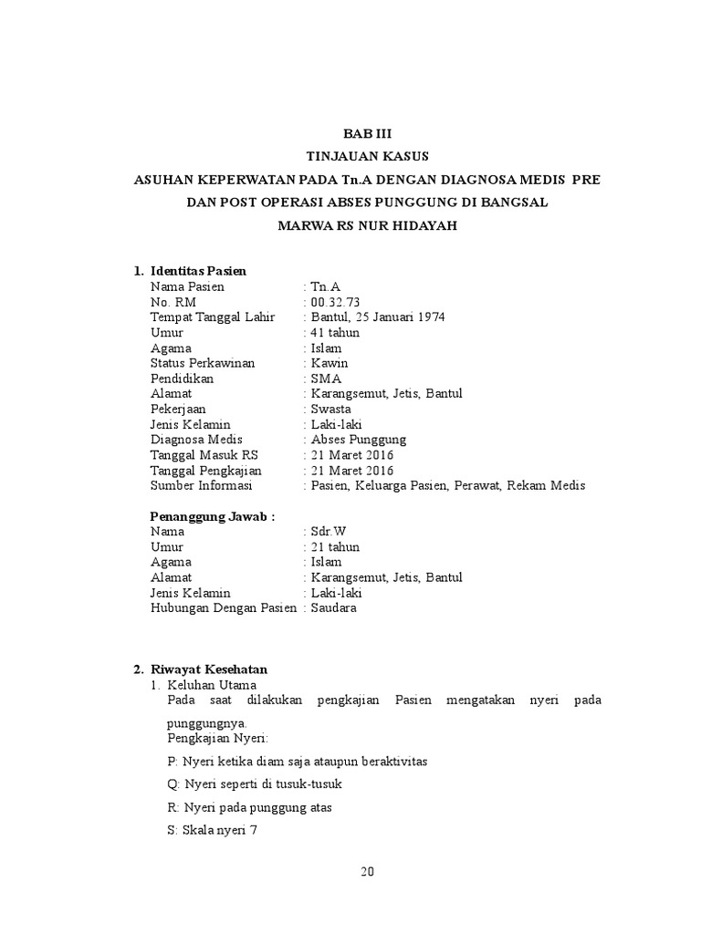 Bab 3 Askep Pre Dan Post OP Abses Punggung | PDF