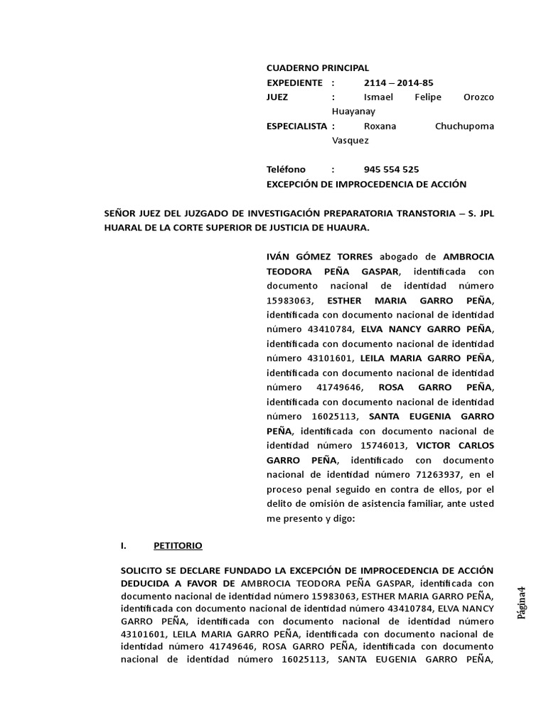 Excepción de Improcedencia de Acción | PDF | Herencia | Ley común