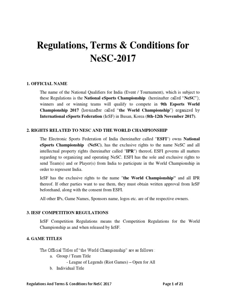 NeSC Regulations 2017 Final 1.0 | PDF | Indemnity | Arbitration