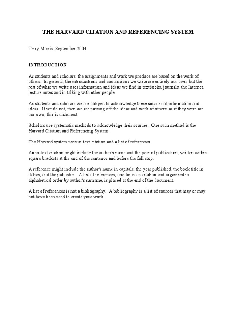 The Harvard Citation and Referencing System | Download Free PDF ...